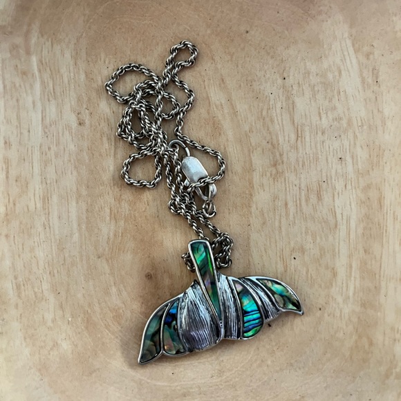Jewelry | Abalone Shell Silver Whalefish Tail Pendant Necklace | Poshmark